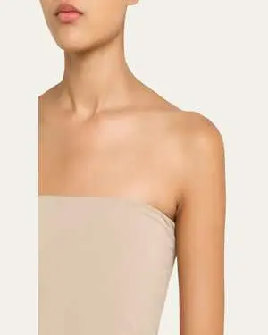 Brunello Cucinelli Strapless Jersey Crop Tube Top - Talc