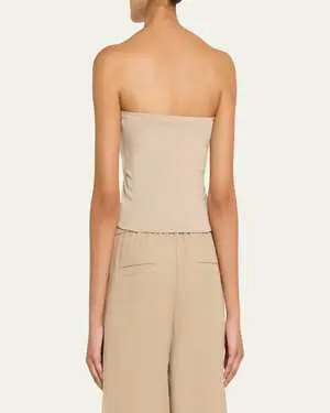 Brunello Cucinelli Strapless Jersey Crop Tube Top - Talc