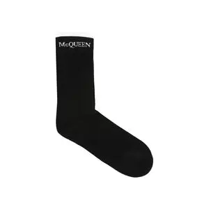 Alexander McQueen Foldover Signature Knit Socks - Black