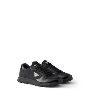Prada Prax 01 Re-nylon And Brushed Leather Sneakers - Black