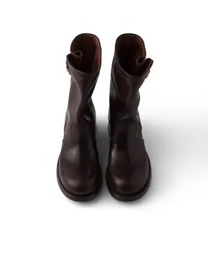 Prada Leather Mid-calf Boots - Brown