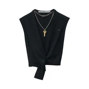 Alexander Wang Sleeveless Deep V-neck Top With Draped Front