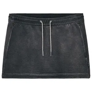 Alexander Wang Terry Mini Skirt With Rhinestone Drawcord - Black