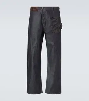 JW Anderson Twisted Embroidered Wide-leg Jeans