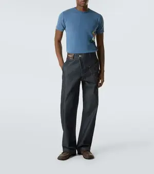 JW Anderson Twisted Embroidered Wide-leg Jeans
