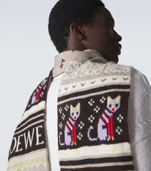 Loewe X Louis Wain Wool-blend Jacquard Scarf