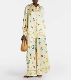 ALEMAIS Sidi Floral Silk Palazzo Pants