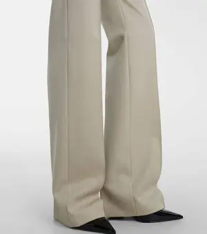 Attico Low-rise Straight Wool Pants - Grey