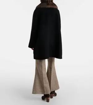 Valentino Garavani Houndstooth Cropped Virgin Wool Flared Pants