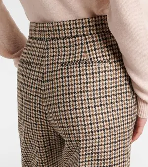 Valentino Garavani Houndstooth Cropped Virgin Wool Flared Pants