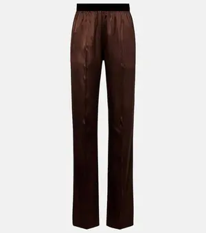 TOM FORD Silk-blend Straight Pants - Brown