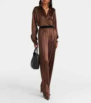 TOM FORD Silk-blend Straight Pants - Brown