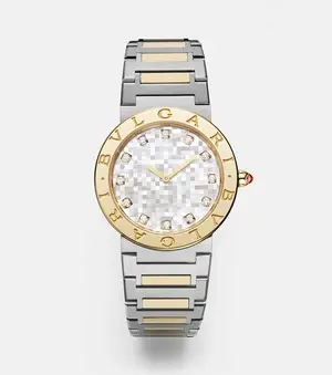 BVLGARI Embellished 33mm 18kt Yellow Gold And Stainless Steel Watch - Silver