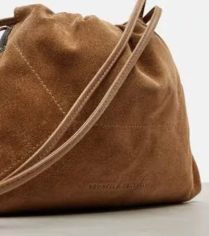 Brunello Cucinelli Suede Crossbody Bag - Beige
