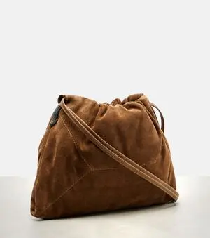 Brunello Cucinelli Suede Crossbody Bag - Beige