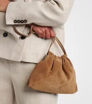 Brunello Cucinelli Suede Crossbody Bag - Beige
