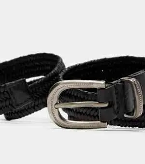 Brunello Cucinelli Braided Leather Belt - Black
