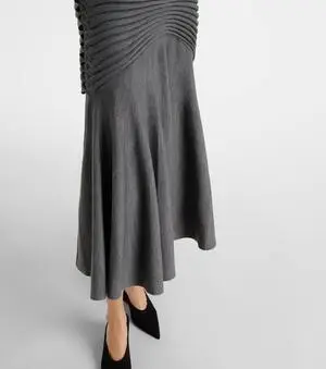 Alaïa Knitted Pleated Wool Midi Dress