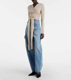 Alaïa Cashmere And Wool-blend Wrap Top