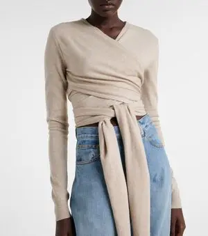 Alaïa Cashmere And Wool-blend Wrap Top