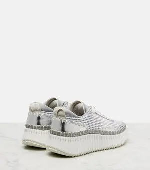 Chloé Nama Metallic-effect Platform Sneakers - Silver