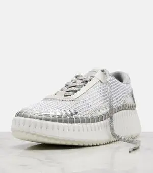 Chloé Nama Metallic-effect Platform Sneakers - Silver