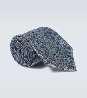 Etro Paisley Silk Neck Tie - Blue