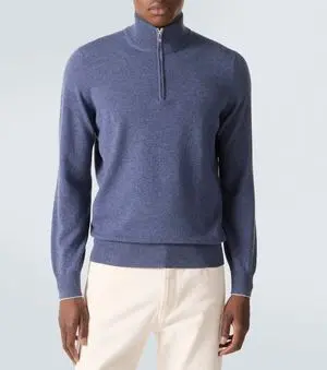 Brunello Cucinelli Cashmere Half-zip Sweater - Blue