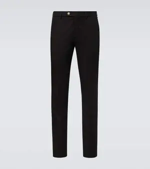 Brunello Cucinelli Cotton-blend Slim Pants - Black