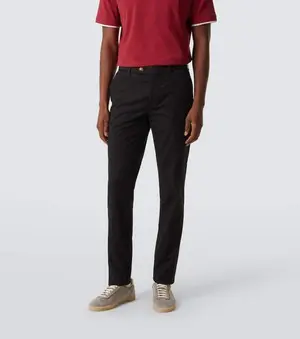 Brunello Cucinelli Cotton-blend Slim Pants - Black