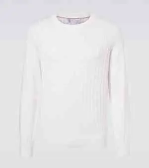 Brunello Cucinelli Ribbed-knit Cotton Sweater - White