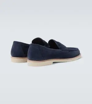 Brunello Cucinelli Suede Penny Loafers - Blue