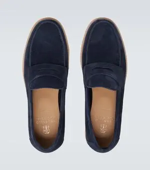 Brunello Cucinelli Suede Penny Loafers - Blue