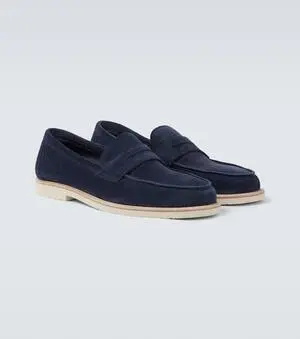 Brunello Cucinelli Suede Penny Loafers - Blue