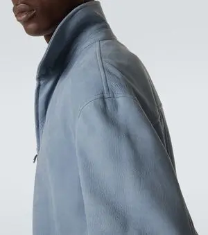 Brunello Cucinelli Leather Blouson Jacket - Blue