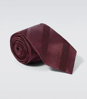 Brunello Cucinelli Striped Silk Tie - Burgundy