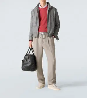 Brunello Cucinelli Pleated Linen Straight Pants - Grey