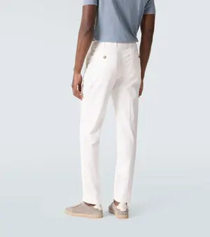 Brunello Cucinelli Cotton-blend Slim Pants - White
