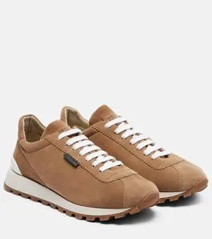 Brunello Cucinelli Monili Suede Sneakers - Beige