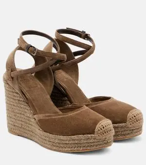 Brunello Cucinelli Monili 80 Suede Espadrille Wedges