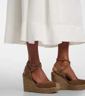 Brunello Cucinelli Monili 80 Suede Espadrille Wedges
