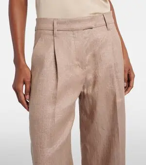 Brunello Cucinelli Linen-blend Wide-leg Pants