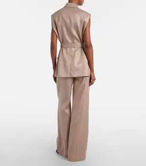 Brunello Cucinelli Linen-blend Wide-leg Pants
