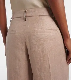 Brunello Cucinelli Linen-blend Wide-leg Pants