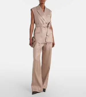 Brunello Cucinelli Belted Linen-blend Vest