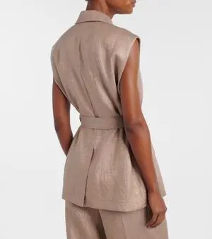 Brunello Cucinelli Belted Linen-blend Vest