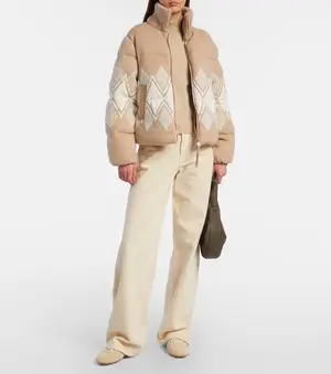 Varley Belinda Knitted Puffer Jacket - Beige