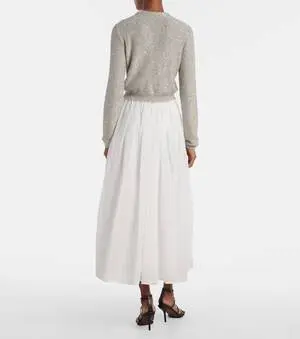 Brunello Cucinelli Cotton And Tulle Midi Skirt - White