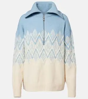 Varley Hedda Jacquard Half-zip Sweater - Blue