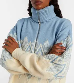 Varley Hedda Jacquard Half-zip Sweater - Blue